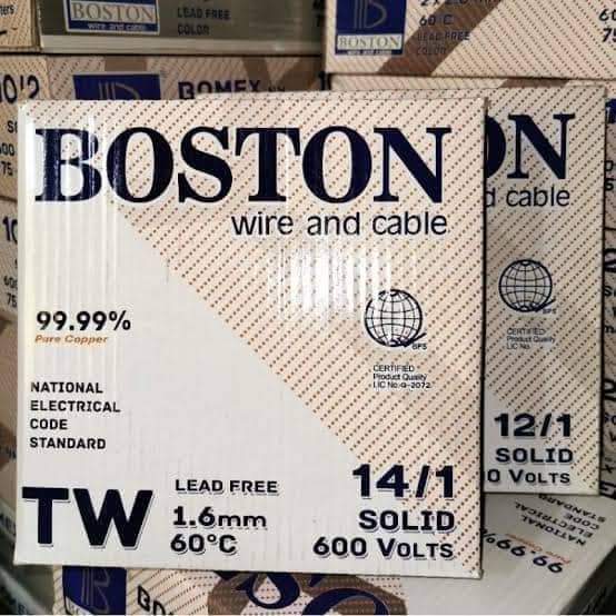 original boston/philflex solid tw AWG wire / 14/1 , 12/1 , 10/1 sold ...