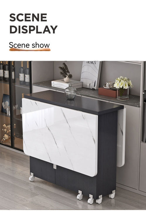 Solid Wood Folding Table Household Portable Table With Cabinet Small ...