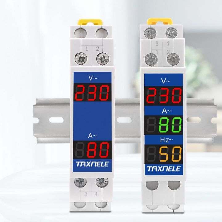 Din Rail 18mm Voltage Current HZ Meter AC 80-500V 220V 380V 100A ...
