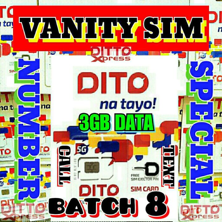 Dito Sim Card 5G VANITY SPECIAL NUMBER (Batch 8) w/ 3GB Data+UNLI Call ...
