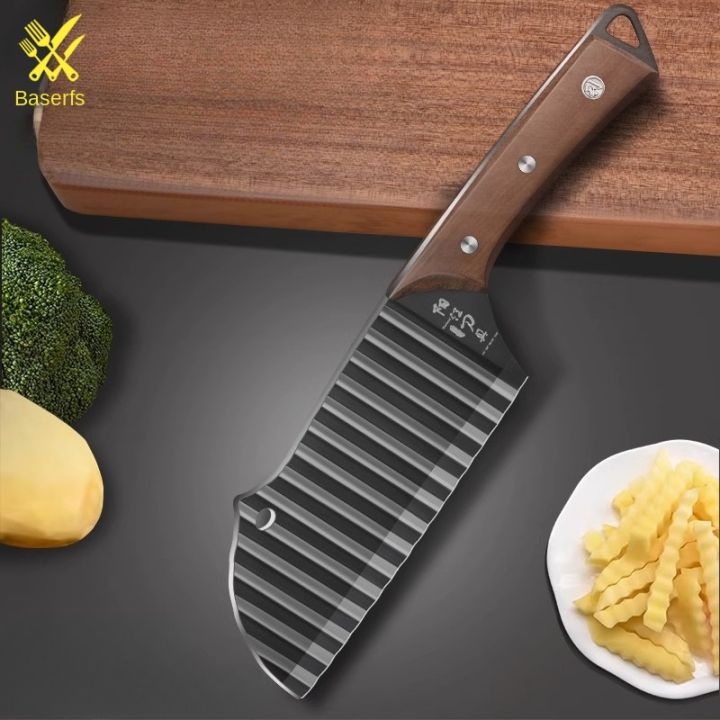 BAKULI Melon and fruit wave ripple knife, stainless steel cutting tool ...