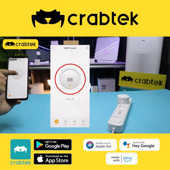 CrabTek WiFi Smart Socket ปลั๊กอัจฉริยะ Wifi ดั้งเดิมพร้อมตัวจับเวลาและ ...