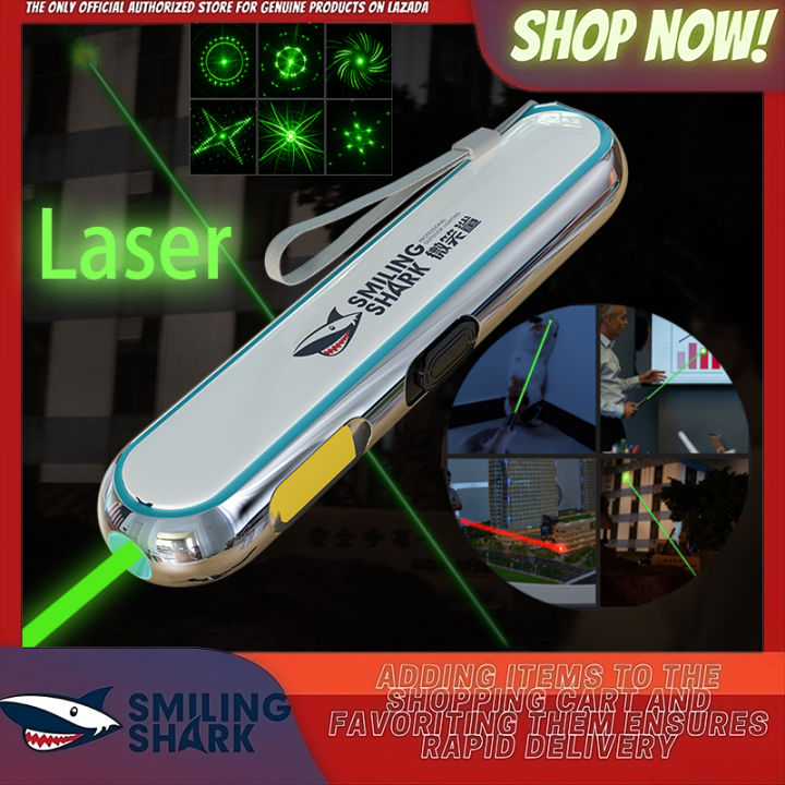 SmilingShark LS308 Original Green Laser Pen USB rechargeable laser light Laser pointer COB ...