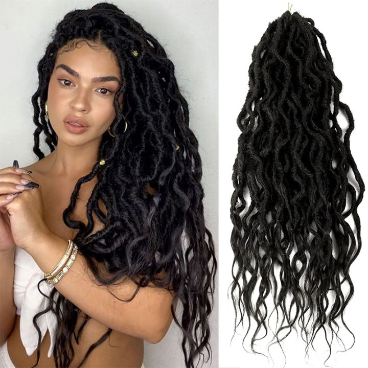 16/24 Inches Synthetic Goddess Locs Crochet Braids Faux loose Wavy ...