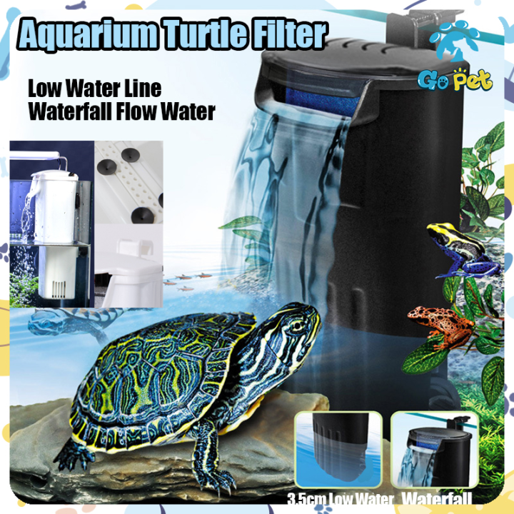 3W Aquarium Turtle Waterfall Filter Silent Low Water Level Tank ...