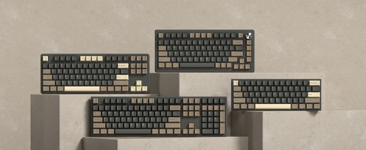 WOMIER 138 Keys Retro Brown Gray PBT Keycap Double Shot Cherry Profile ...