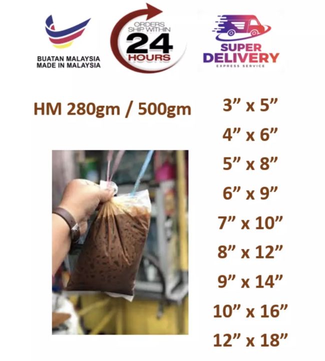 HM TRANSPARENT PLASTIC BAG 300gm+- Plastic Bungkus | Lazada