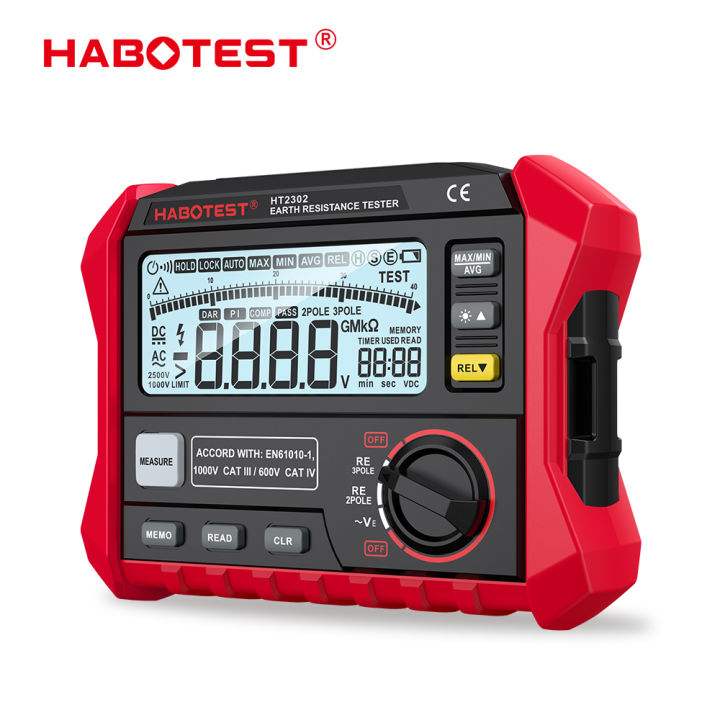 HABOTEST Earth Ground Resistance Tester HT2302 200V Digital Insulation ...
