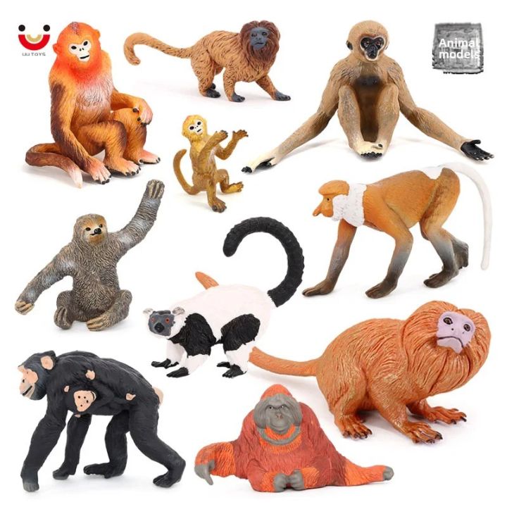 Realistic Monkey Animal Model Long-Nosed Gibbon Golden Monkey Sloth ...