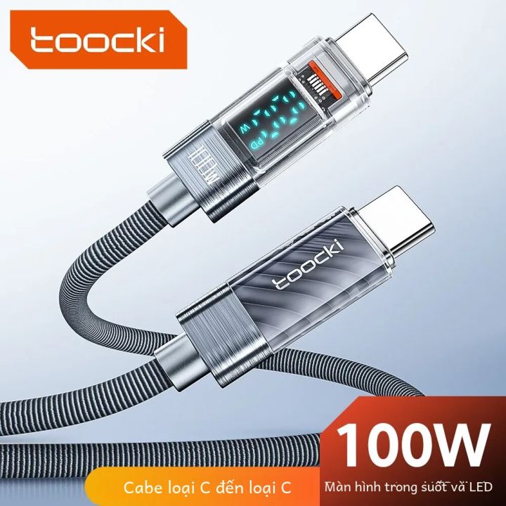 Cáp Sạc Nhanh Toocki 100W PD Type C Sang Type C Bộ Sạc USB C Trong Suốt Cho Xiaomi MacBook ...