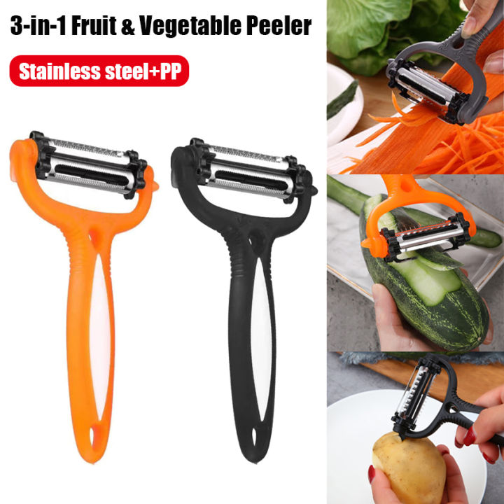 Potato Apple Vegetable Peelers for Kitchen Set of 1 3-in-1 Blade Spin Design I and Y Peelers for ...