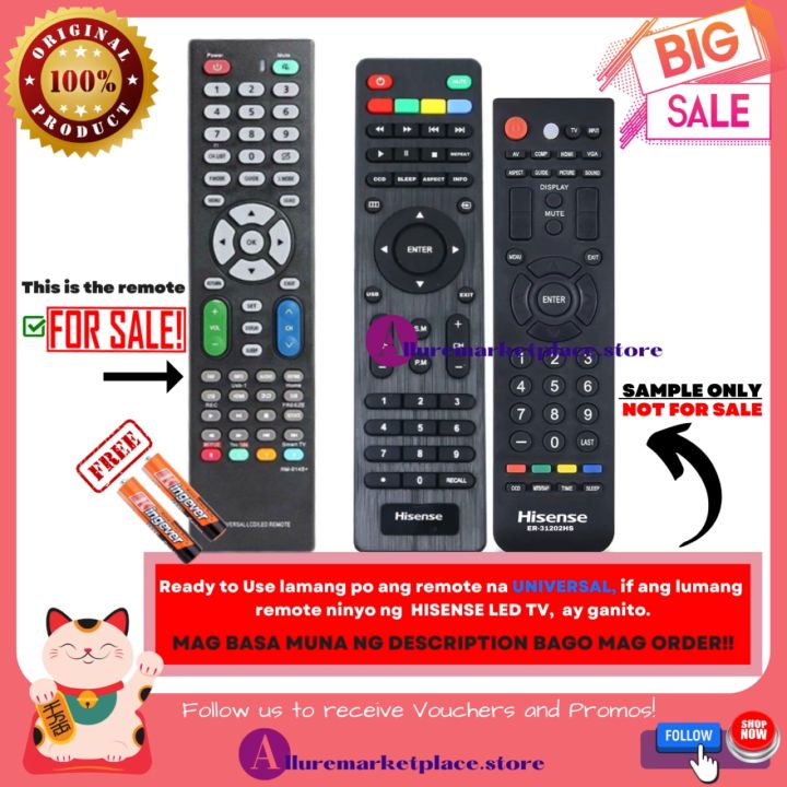 Ready to Use Universal TV Remote for HISENSE LED TV Universal Remote ...