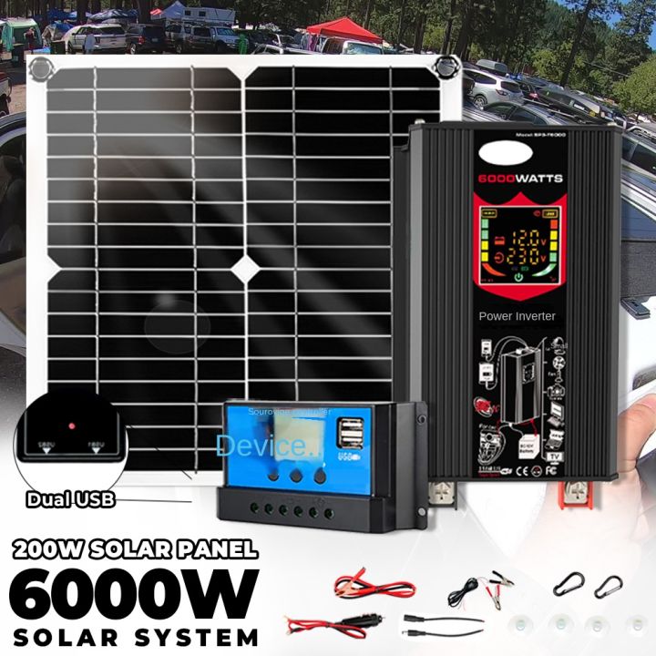 Off Grid Solar System for Home 6000W 220v Inverter 30A Controller 5V ...