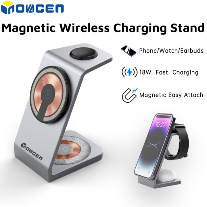 INOVAGEN Transparent 3 in 1 Magsafe Wireless Charging Station,Alloy 18W ...