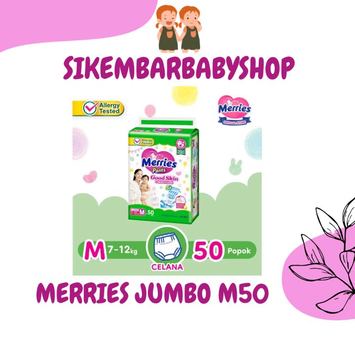 DIAPERS MERRIES PANTS GOOD SKIN JUMBO M50 | Lazada Indonesia