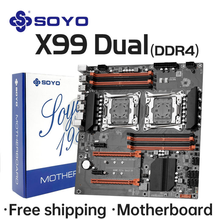 SOYO Gaming Motherboard X99 Dual CPU DDR4 M.2 NVME USB3.0 E-ATX LGA2011-3 Support Intel Xeon E ...