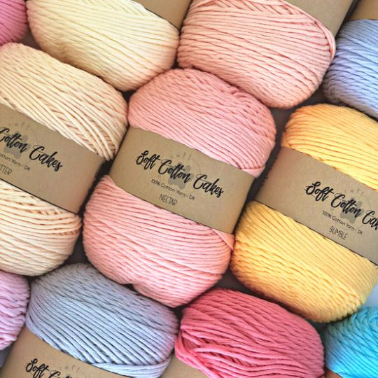 Catcraft 100g Soft Cotton Yarn Cakes 100% Cotton Yarn | Light (3) - DK ...