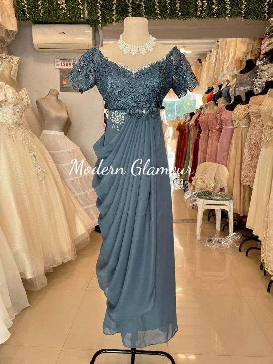 #🚀📣 DUSTY BLUE SWAG DESIGN FORMAL GOWN, NINANG GOWN, MOTHER OF THE ... #🚀📣 DUSTY BLUE SWAG DESIGN FORMAL GOWN, NINANG GOWN, MOTHER OF THE ...