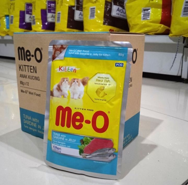 Meo sachet kitten ( 1box/12pcs ) KITTEN TUNA WITH SARDINE IN JELLY 80 ...
