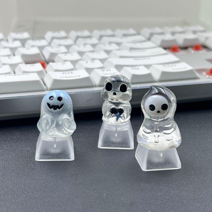 1 ชิ้นน่ารักฮาโลวีนโครงกระดูก Ghost Key caps Cross Axis คีย์บอร์ด ...