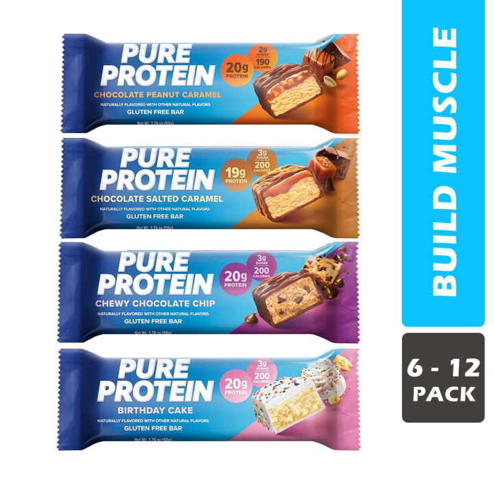 Pure Protein Bars 6 to 12 Pack High Protein Build Muscle Boost Energy ...