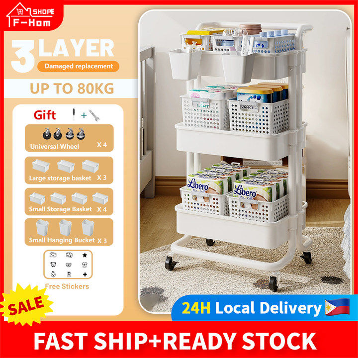 3 Tier Trolley Cart Organizer For Baby Utility Trolley Carbon Steel ...