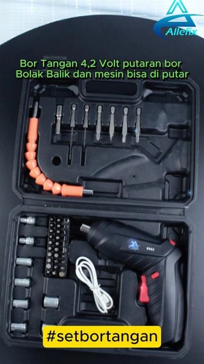 Set Bor Tangan Bor Drill Bolak Balik Screw Driver 8 Chuck Drill Free ...