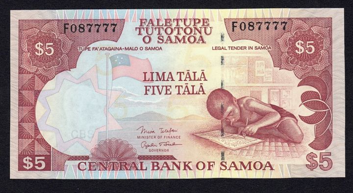 Samoa 5 tala 2005. Two signatures. Nice numbers. | Lazada