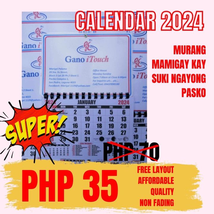 FLIP HANGING CALENDAR 2024 FOR BUSINESS AND GUVEAWAY | Lazada PH