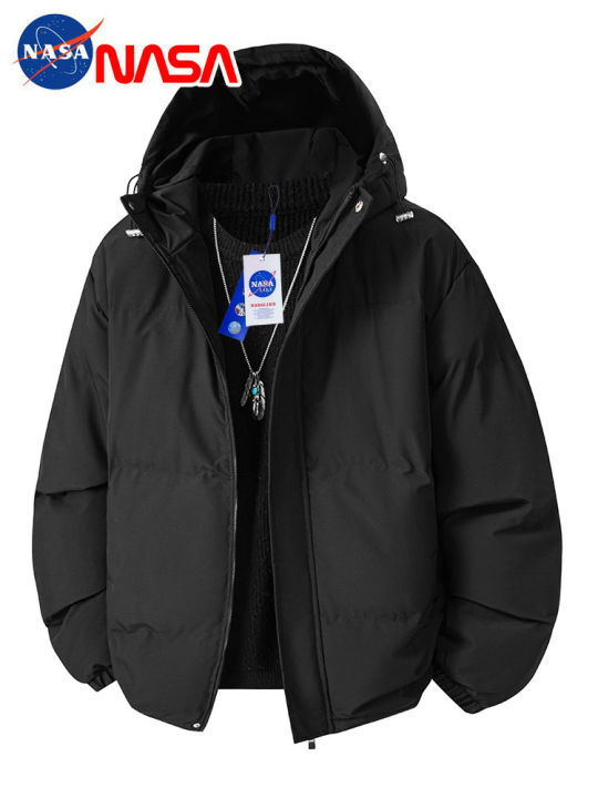 NASA Collaborative Men's Cotton Jacket Thickened Hooded Quilted Coat ...