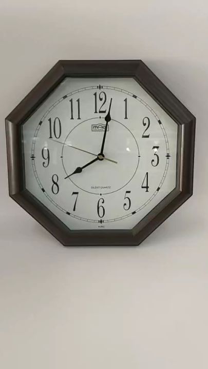 MAG W-287 BR-Z SILENT QUARTZ นาฬิกาแขวนผนัง ทรงแปดเหลี่ยมกรอบพลาสติก หน้าปัดสีขาว เหมาะสำหรับ ...