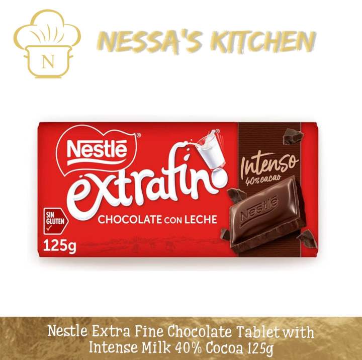 Nestle Extra Fine Chocolate Tablet with Intense Milk 40% Cocoa 125g ...