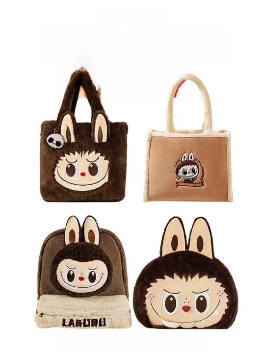 Labubu Plush Tote Bag Big Head Dual Shoulder Flip Flop Bag Classic ...