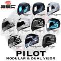 Sec pilot modular & dual visor helmet with FREE EXTRA CLEAR VISOR ...