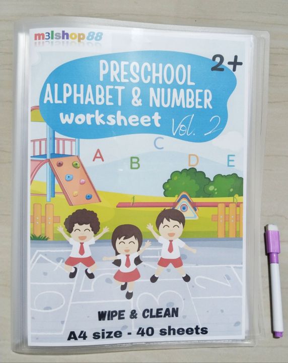 Worksheet preschool alphabet & number 2+ vol 2 | Lazada Indonesia