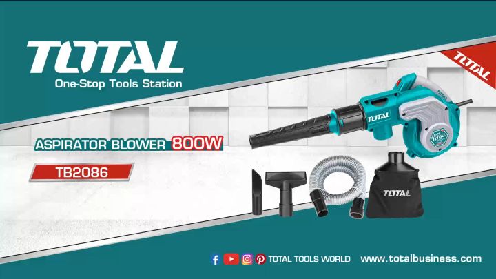 TOTAL Electric Aspirator Blower 800W | With 1 Dust Bag | Variable Speed | Max Blowing Rate 0-4 ...