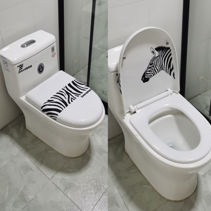 Zebra Pattern Toilet Cover Sticker Decoration Creative Personalized ...