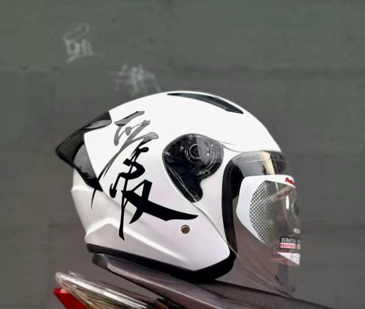 HELM NHK R1 MAX KANJI #1 BLACK WHITE ,DOBLEVISOR ORIGINAL | Lazada ...