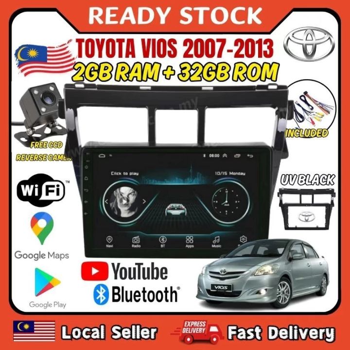 (Free Reverse Camera)1 Set Toyota Vios 2007-2013 Android Player IPS ...
