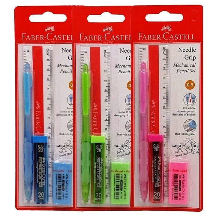 Faber-Castell Needle Grip Mechanical Pencil 0.5mm with Leads, Ruler ...