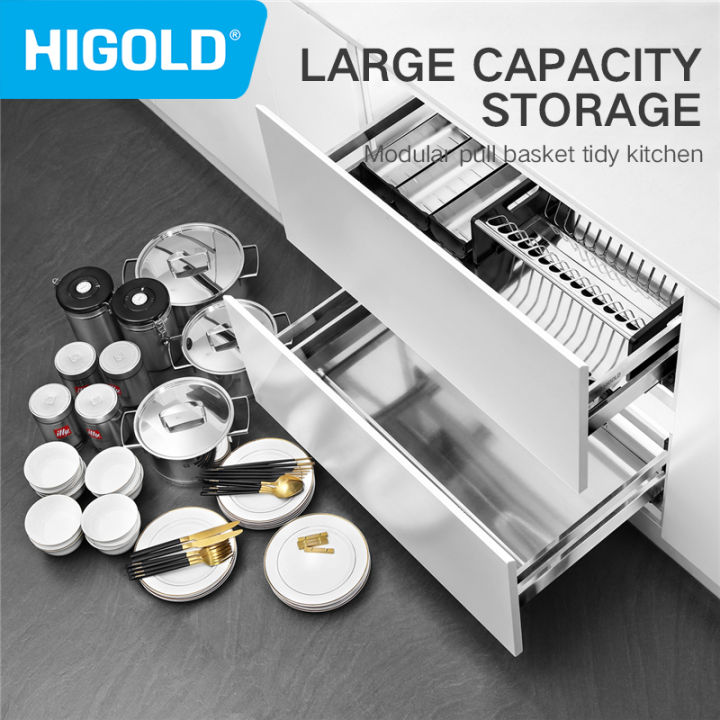 HIGOLD 600mm Kitchen Pull Out Dish Rack 800mm / 900mm 304 Stainless ...