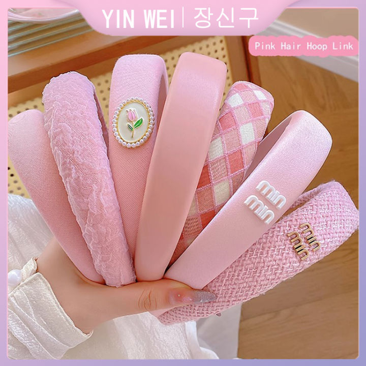 YIN WEI 2024ห่วงผมสีชมพูใหม่กิ๊ฟติดผมผู้หญิงเกาหลีมัดผมเครื่องประดับ ...