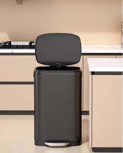 Household trash can foot-operated 30L stainless steel large capacity ...