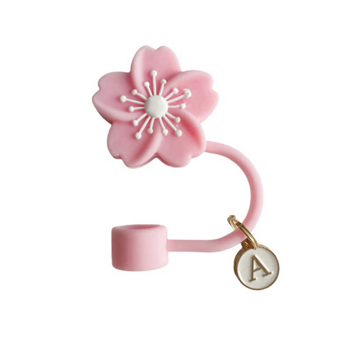 Haitang Flower Dustproof Straw Cover Reusable Silicone Straw Cover ...