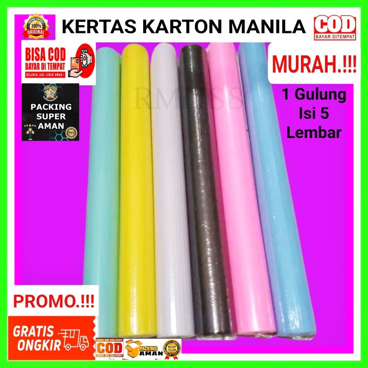 5 Lembar Kertas Karton Manila Warna / Kertas BC Uk 60x90cm | Lazada ...