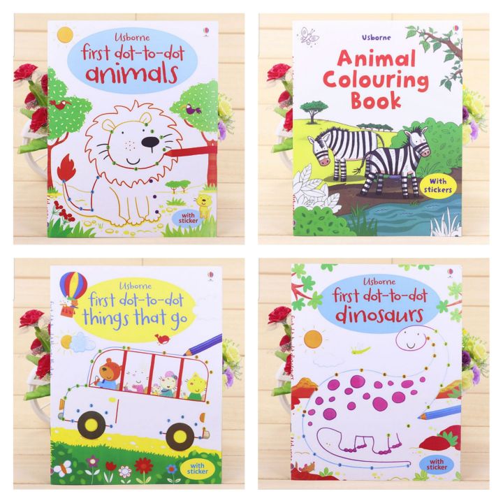USBORNE Colouring & Sticker Book/ Dot to Dot & Sticker Book | Lazada