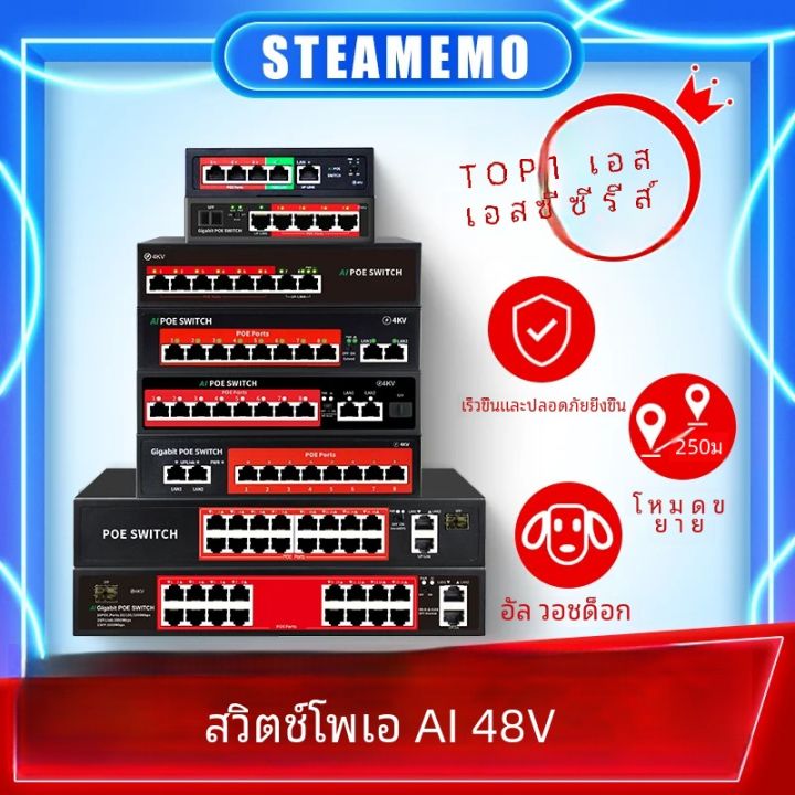 STEAMEMO-SSC Series POE Switch 4/6/8/16/24 พอร์ต, Active POE สําหรับ ...