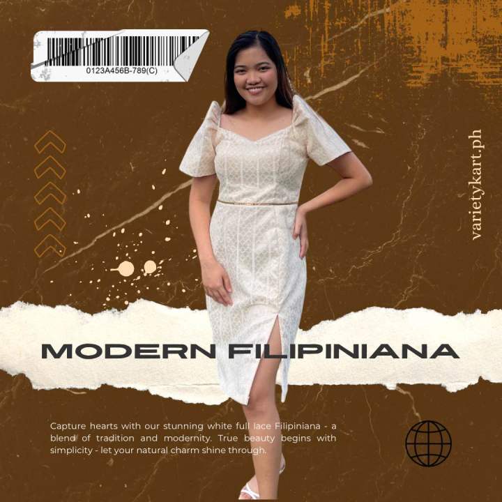 Filipiniana Butterfly Sleeves Dress with Slit | Lazada PH
