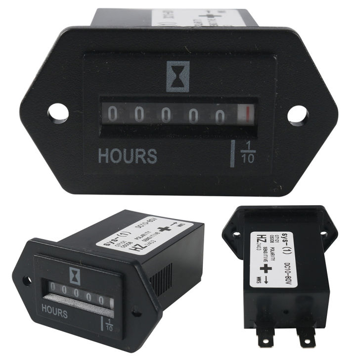 DC 10-80V Mechanical Hour Meter Hour Counter Engine Maintenance Hour ...