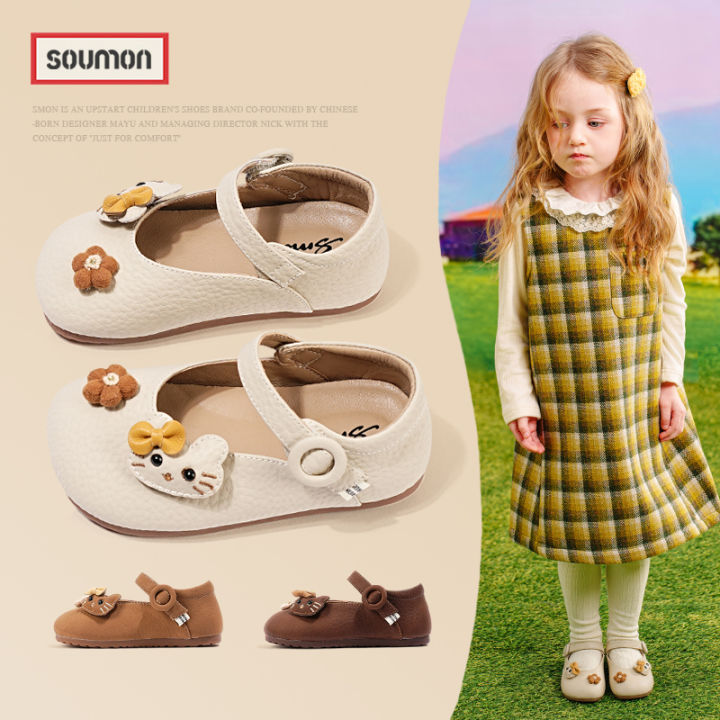 SMON | รองเท้าหนังสำหรับเด็กผู้หญิง ทรงเจ้าหญิง ระบายอากาศได้ดี พื้น ...